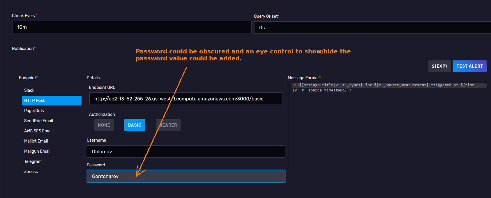 Notebook(Alerts): HTTP Basic Alert password field does not obscure the password value · Issue ...