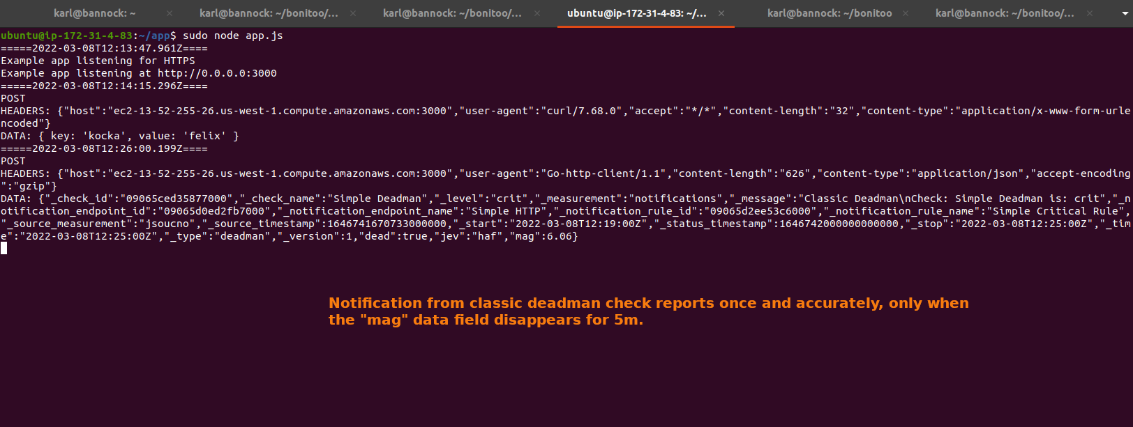 Notebooks(Alerts): Deadman definition sends notifications even when stream is healthy · Issue ...