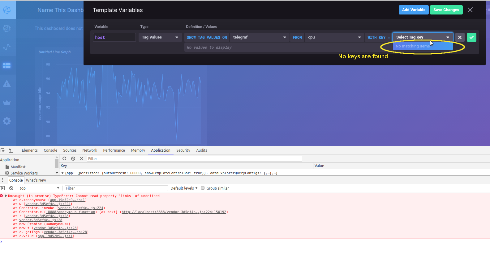 Add Template Variable - type Tag Values - leads to empty "key" drop down select items · Issue ...