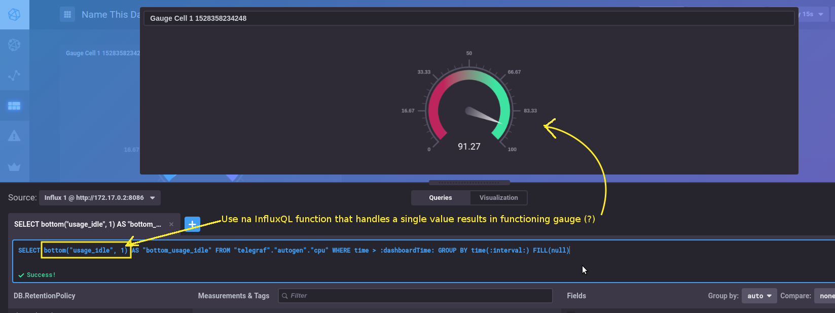 Gauge visualization using 'null' fill values leads to impression that ...