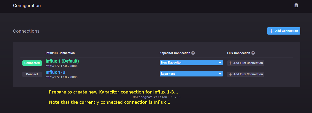 Configure Kapacitor - after creating new kapacitor and closing wizard ...