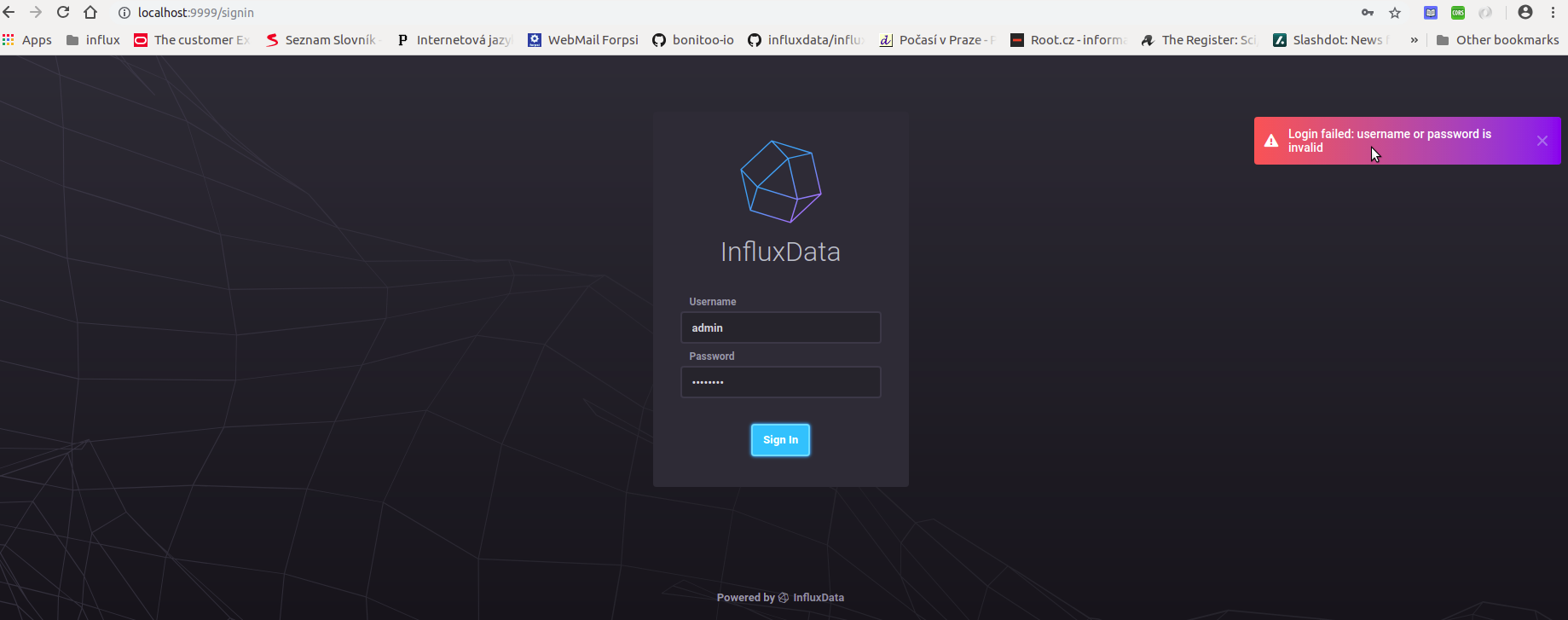 Influx2 signin UI - not trimming spaces for login name · Issue #11737 · influxdata/influxdb · GitHub