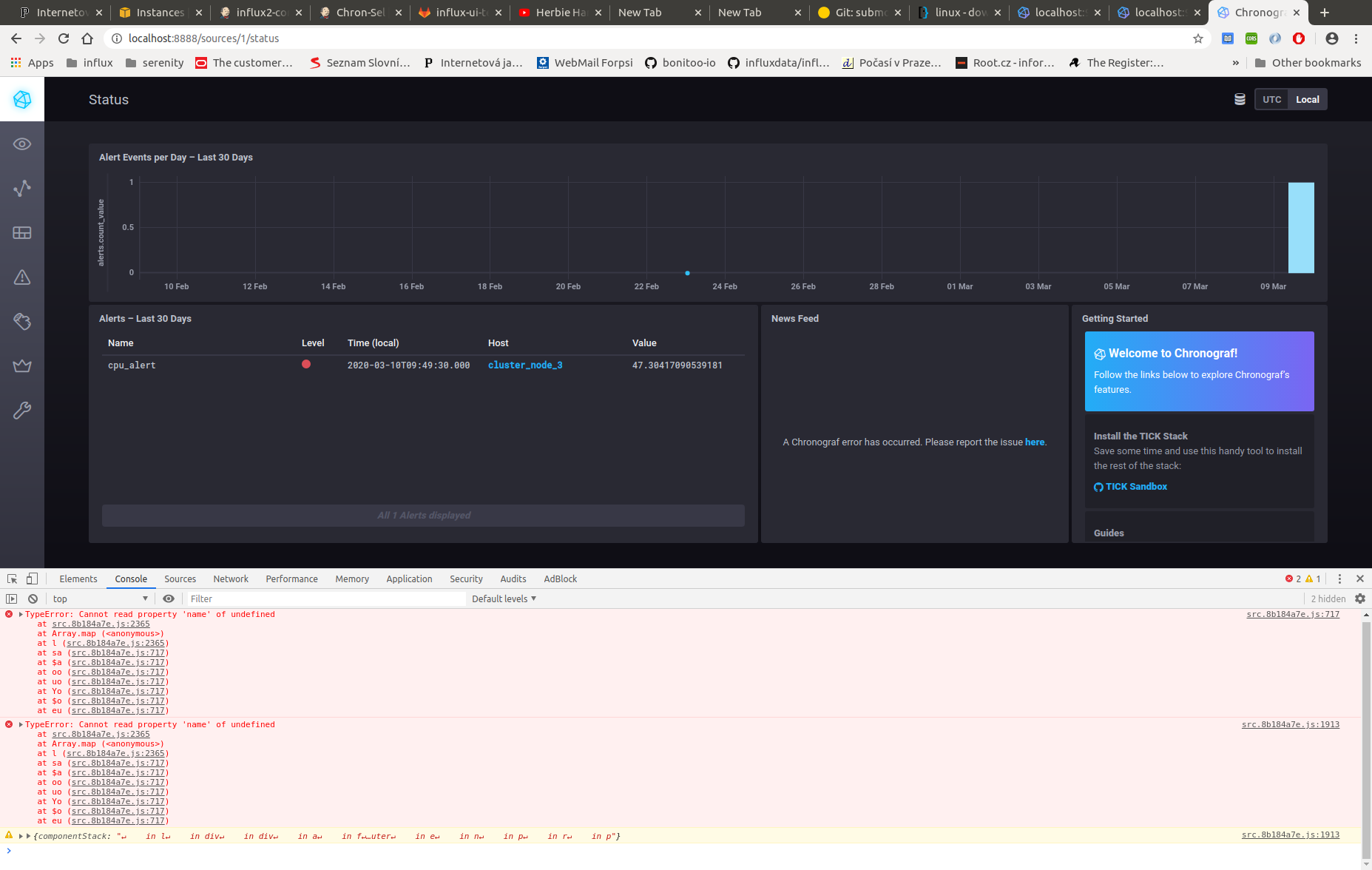 [Status Page] Newsfeed failing to load · Issue #5416 · influxdata/chronograf · GitHub