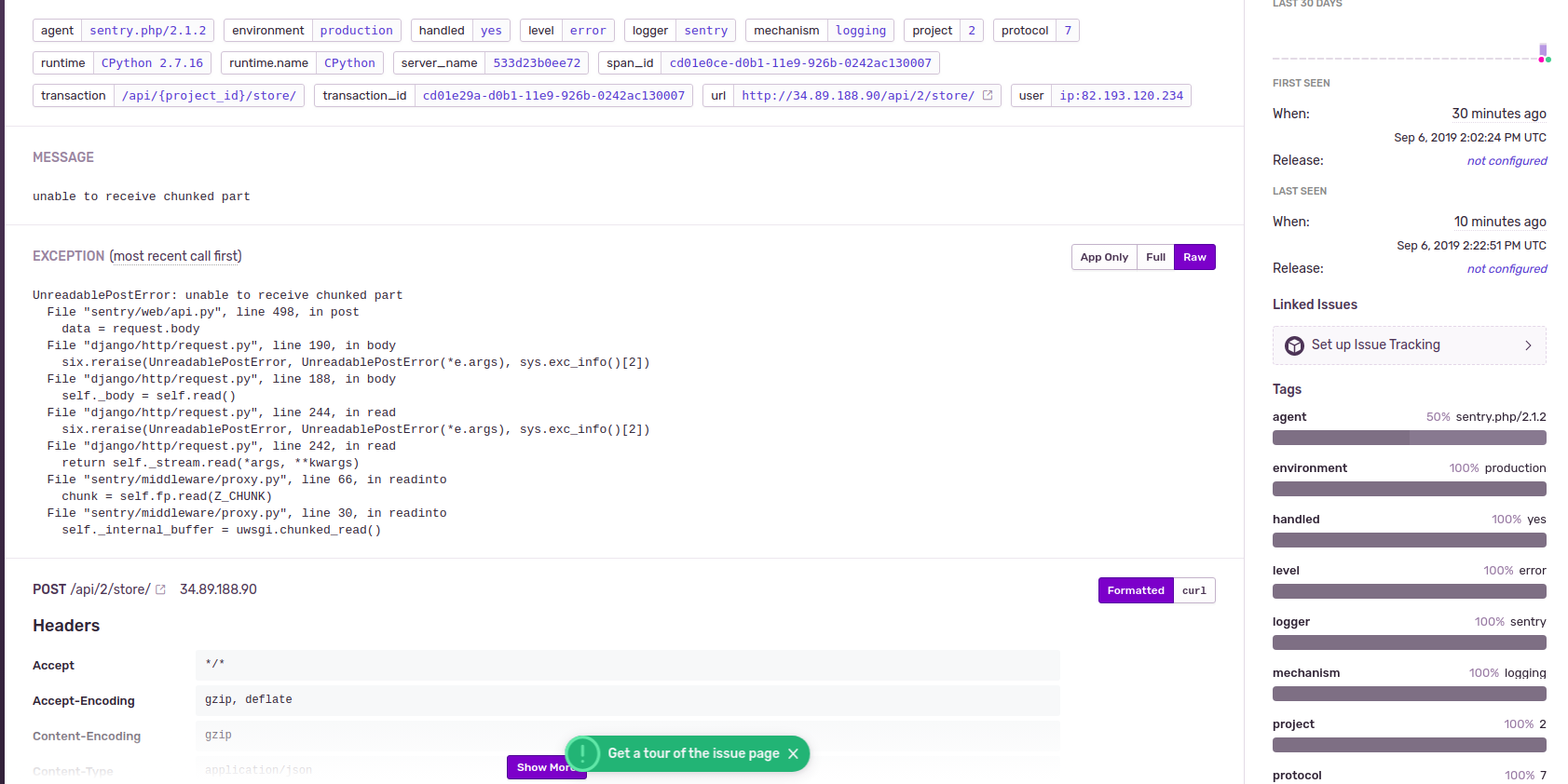 sentry: unable to receive chunked part · Issue #14554 · getsentry/sentry · GitHub
