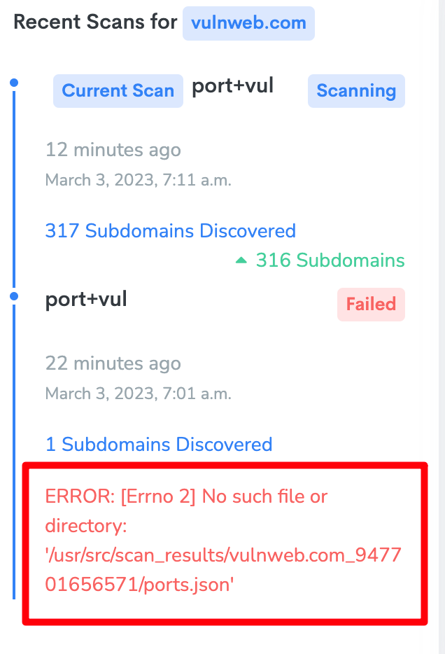 Port scan failed · Issue #830 · yogeshojha/rengine · GitHub