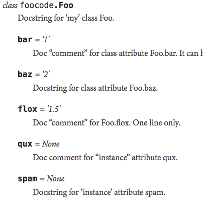 Auto-documented classes use the secondary pair of quotes for docstrings ...