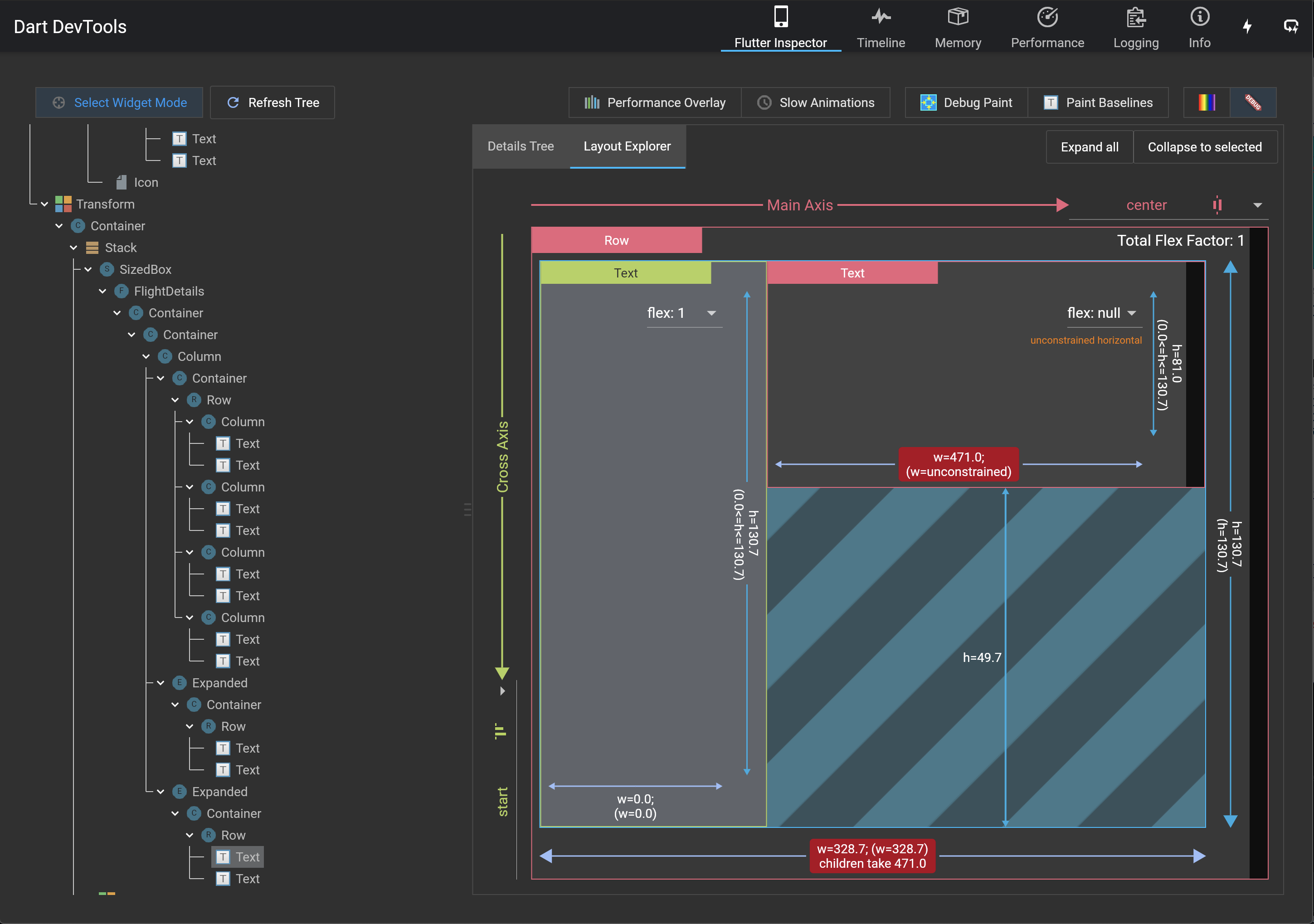 Layout Explorer overflow indicator is not showing correctly · Issue #1495 · flutter/devtools ...