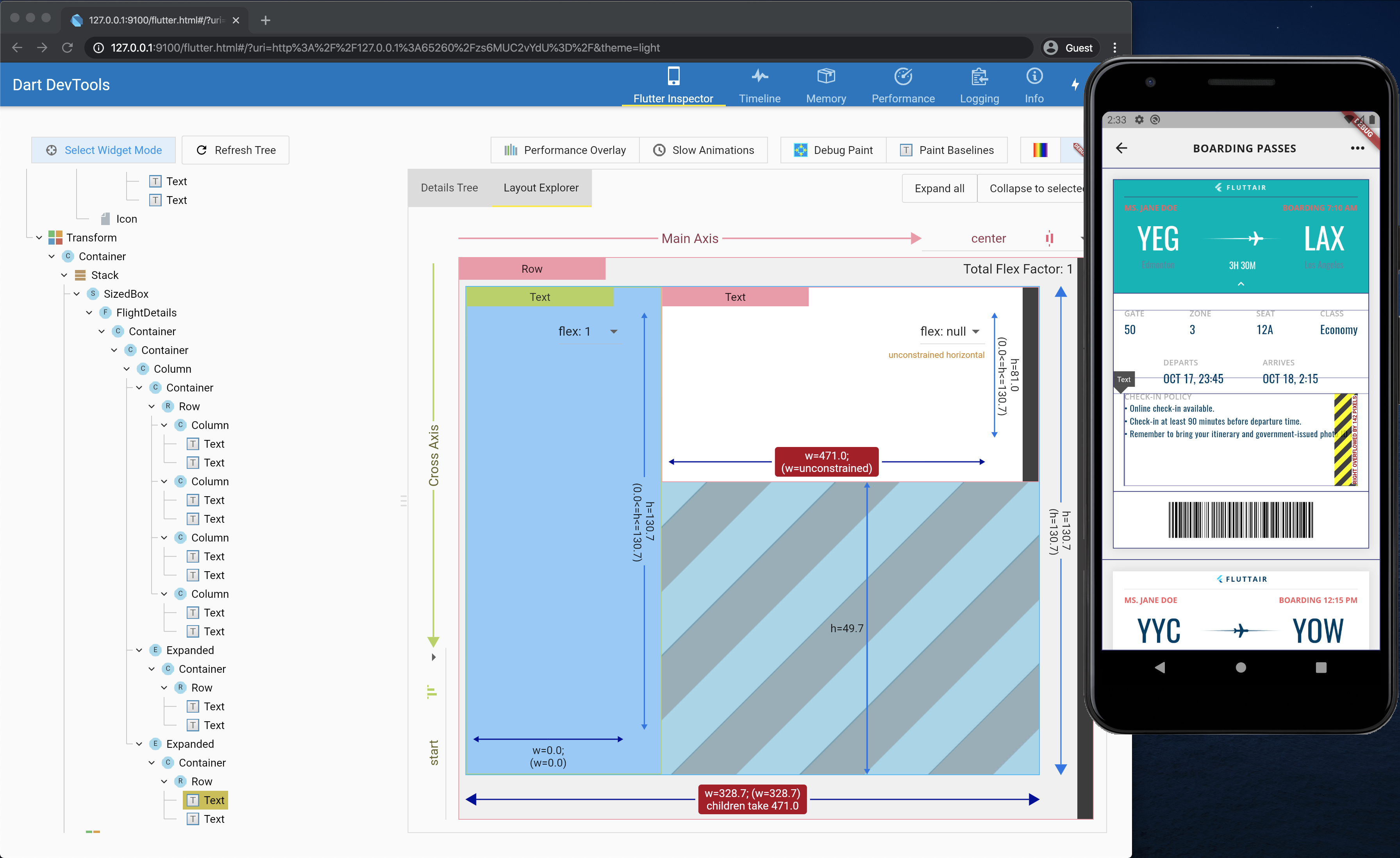 Layout Explorer overflow indicator is not showing correctly · Issue #1495 · flutter/devtools ...