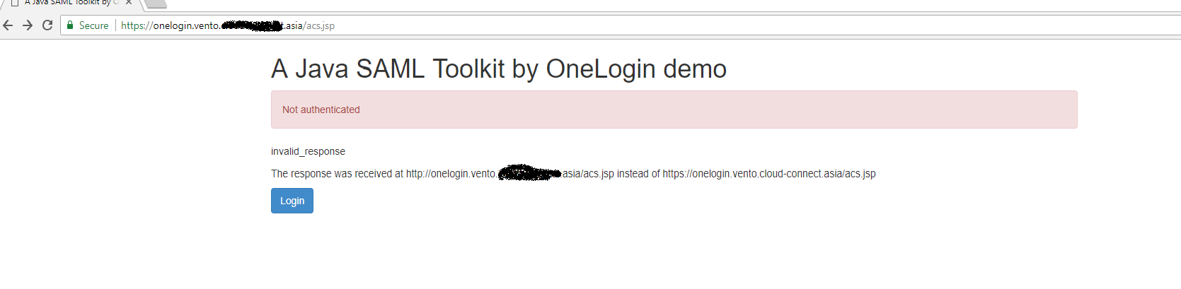 Getting error : The response received at http://x.com instead of https ...