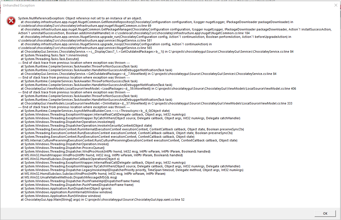 Chocolatey GUI crashes on startup if all sources are disabled. · Issue ...