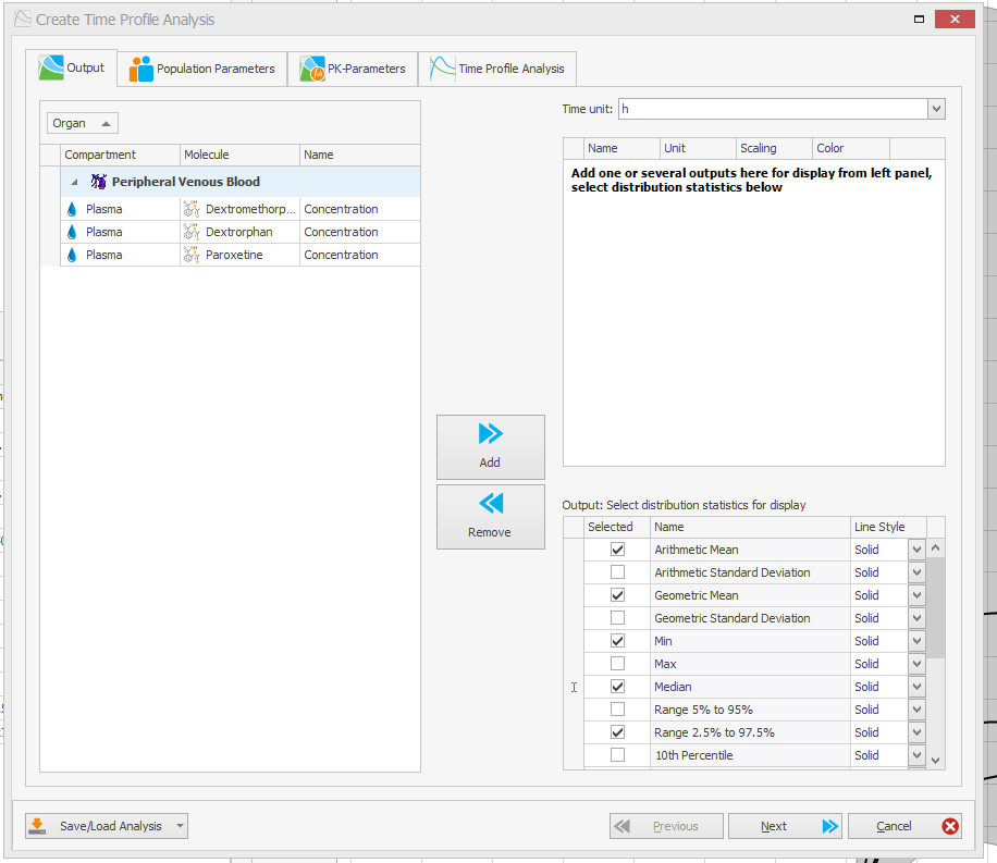 PK-Parameters for population simulations: show more statistics for ...