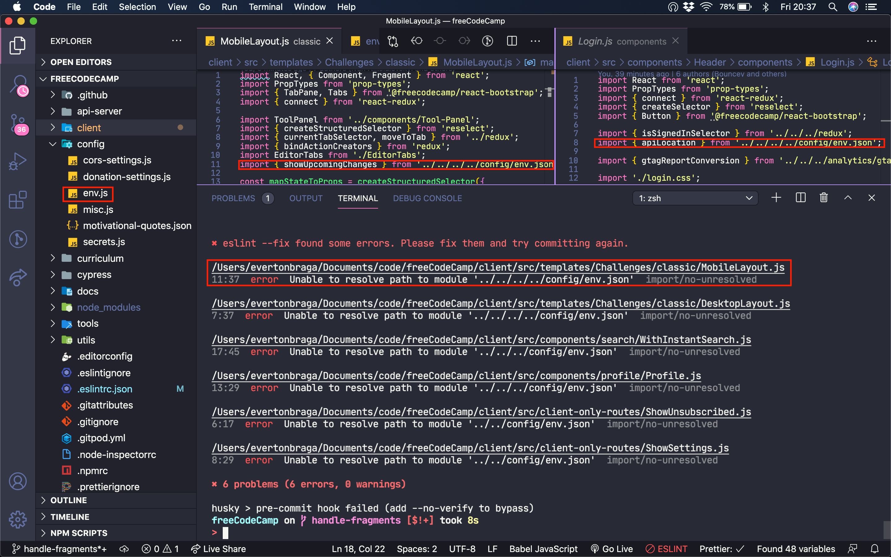 Eslint breaks path modules when I try to refactor tags · Issue #40143 · freeCodeCamp ...