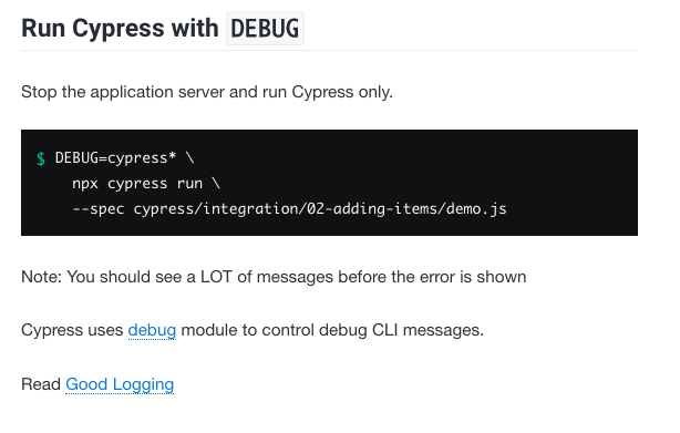 Tweak debugging page · Issue #1430 · cypress-io/cypress-documentation · GitHub