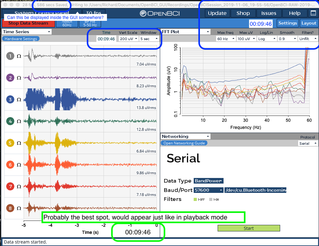 Add Prominent Time Display for all data modes · Issue #635 · OpenBCI/OpenBCI_GUI · GitHub