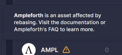 Add AMPL how to message & warning · Issue #1212 · aave/interface · GitHub