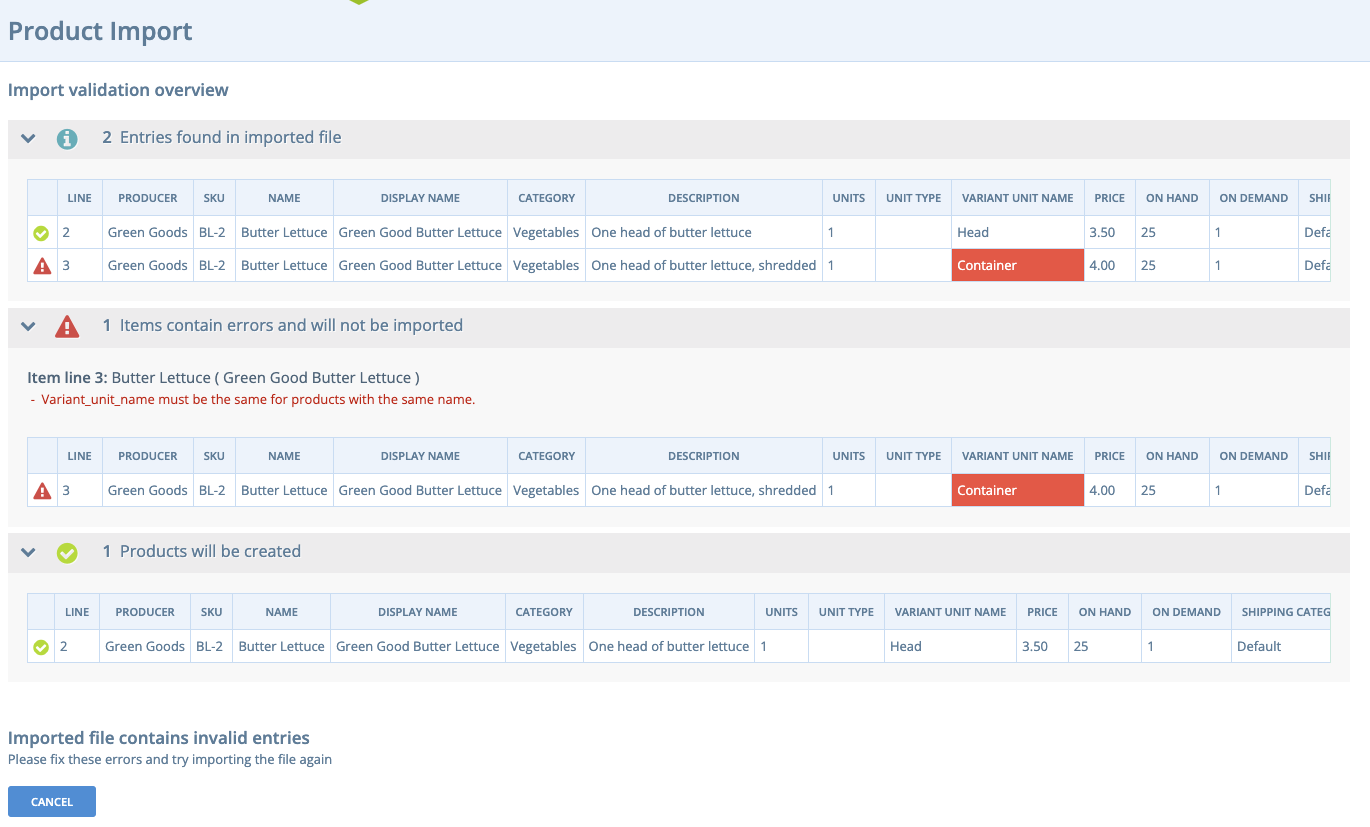 [Product import] Incorrect error message when different variant unit ...