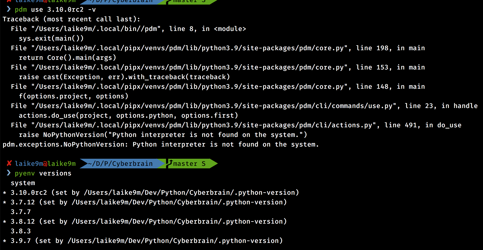 Can't choose 3.10.0rc2 with `pdm use` · Issue #666 · pdm-project/pdm · GitHub
