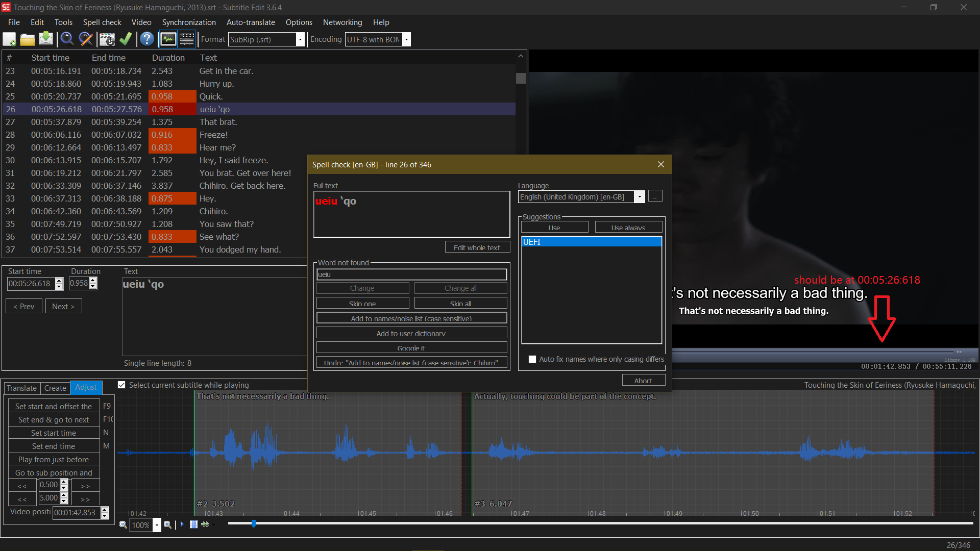 [Feature Suggestion] Move video position when detected error in Spell ...