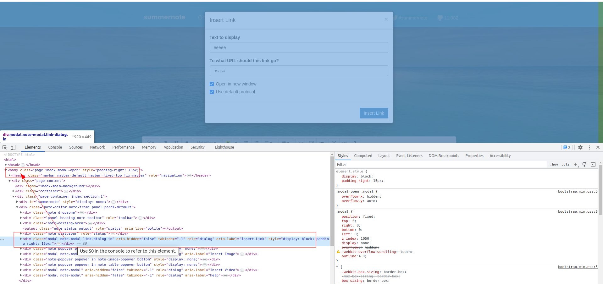 How To Append Modal Inside Body Tag · Issue 4457 · Summernotesummernote · Github 