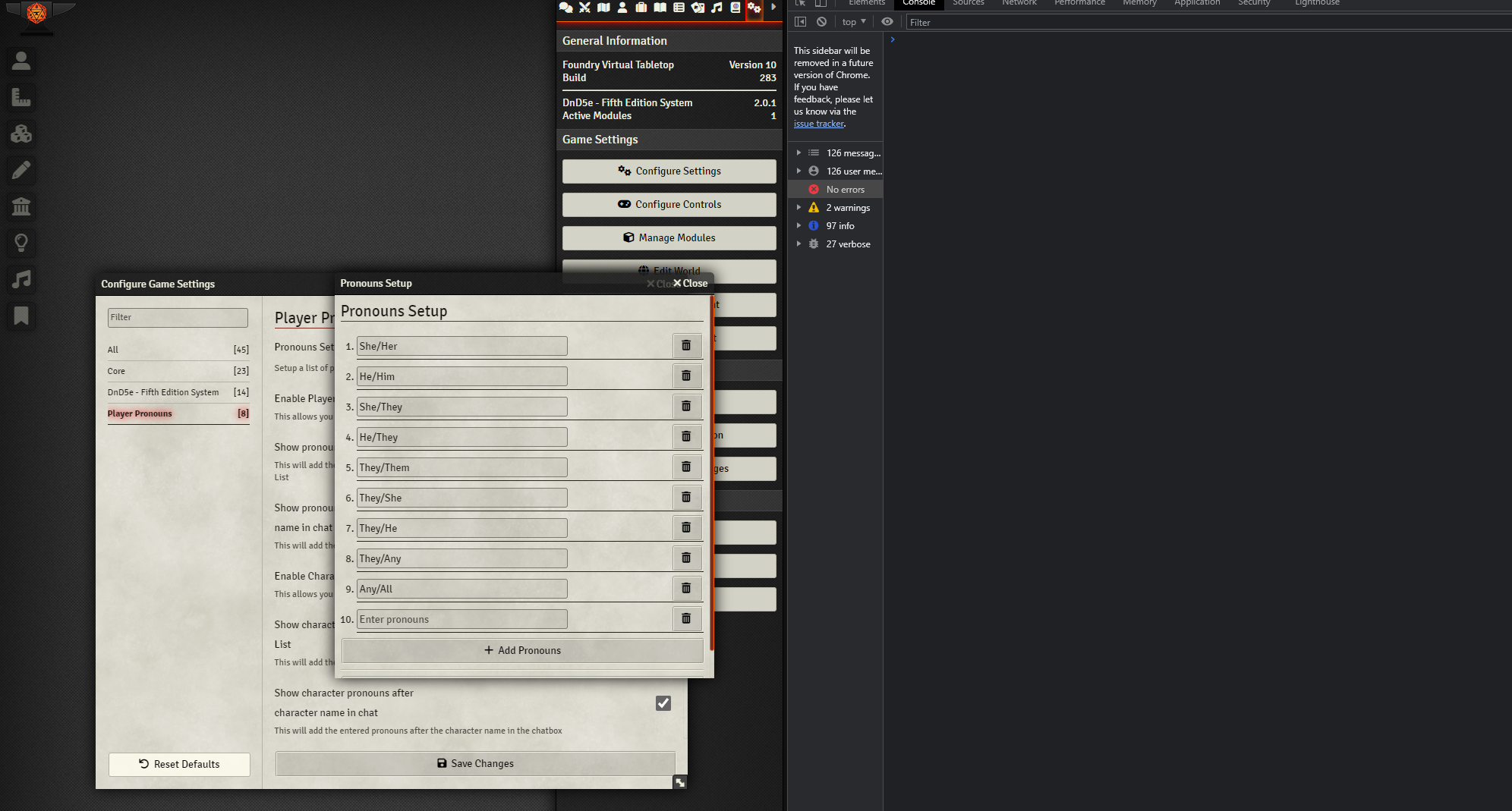 Error because of empty Title in Pronouns Setup window · Issue #18 · vtt-lair/player-pronouns ...