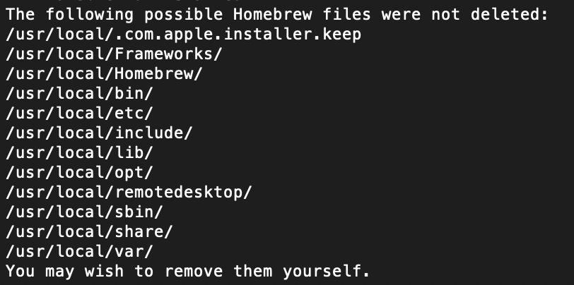Help with identifying and deleting leftover files after uninstalling HomeBrew · Homebrew ...