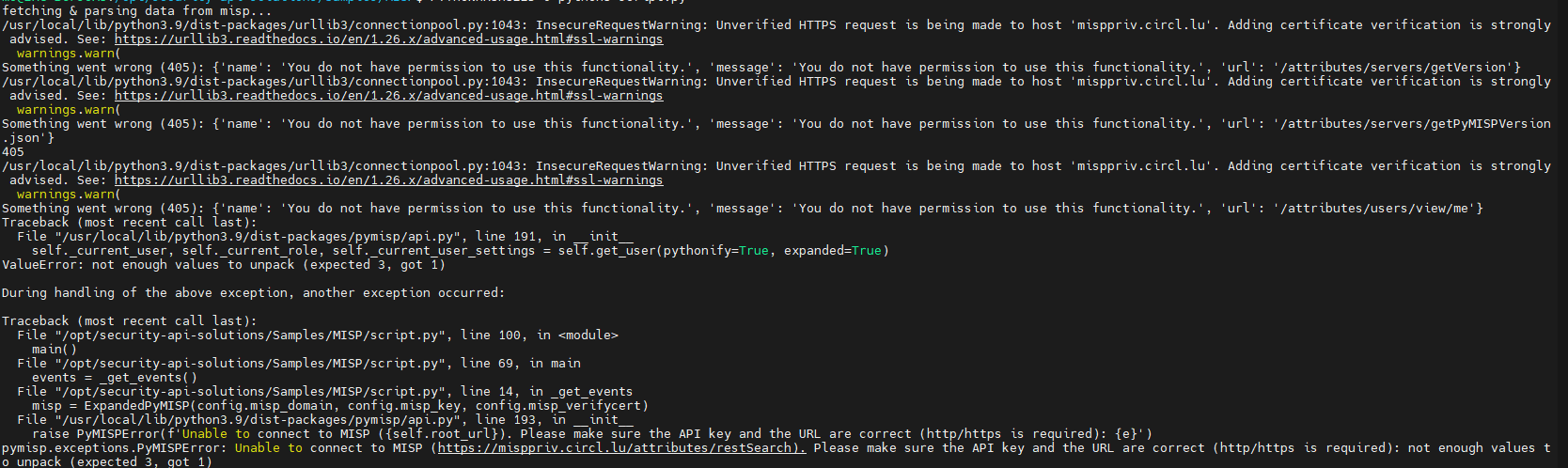Unable To Integrate A Misp Instance With Microsoft Sentinel · Issue 841 · Misp Pymisp · Github