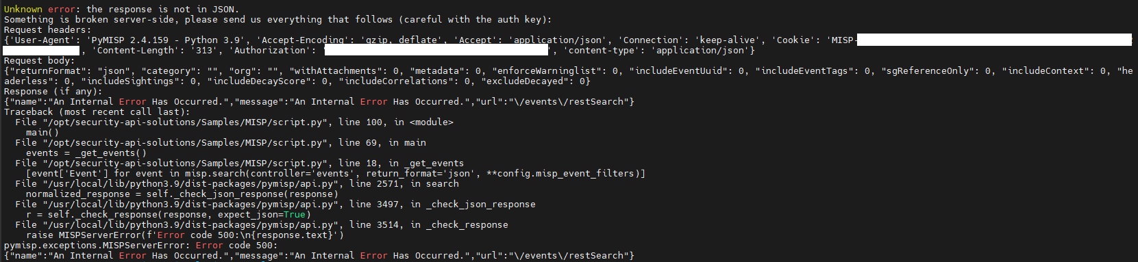 Unable To Integrate A Misp Instance With Microsoft Sentinel · Issue 841 · Misp Pymisp · Github