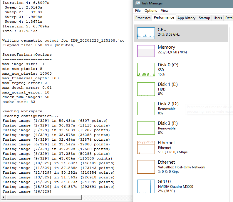 StereoFusion Performance / resource utilisation · Issue #1083 · colmap/colmap · GitHub
