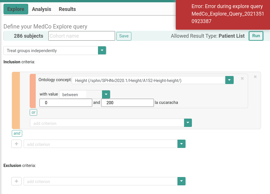Errors when using 0 values with BETWEEN operator · Issue #193 · ldsec/glowing-bear-medco · GitHub