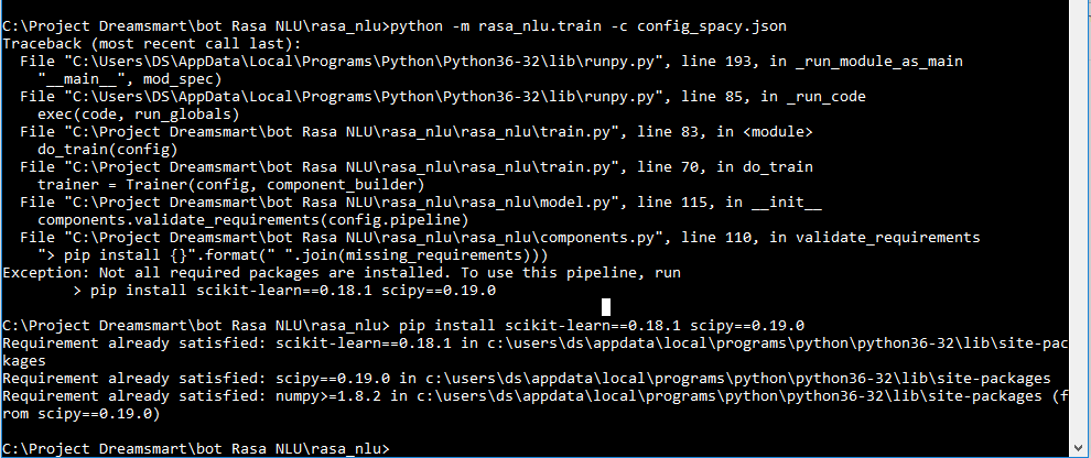 Not Able To Train The Model · Issue 406 · Rasahq Rasa · Github