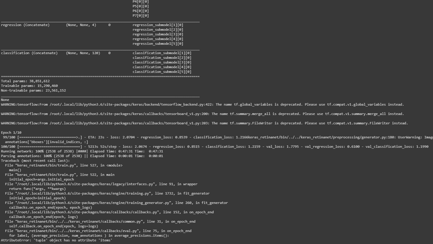 Error when validating during training · Issue #1185 · fizyr/keras-retinanet · GitHub