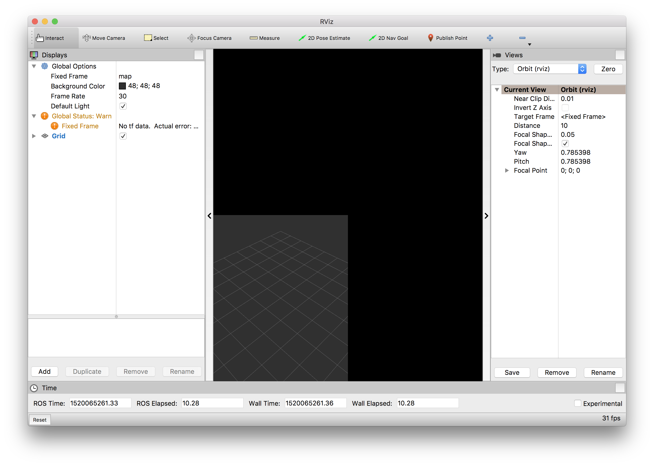 rviz displays in only a quarter of the display area · Issue #1203 · ros-visualization/rviz · GitHub