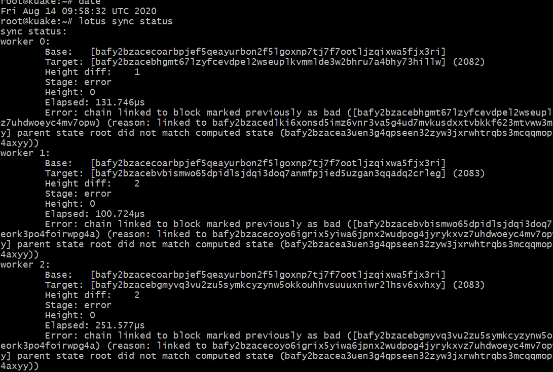 parent state root did not match computed stat when lotus syncing · Issue #2185 · filecoin ...
