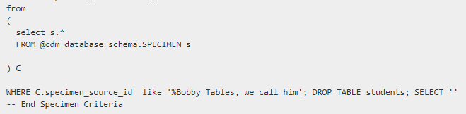 SQL Injection possible in cohort definition · Issue #2129 · OHDSI/Atlas · GitHub