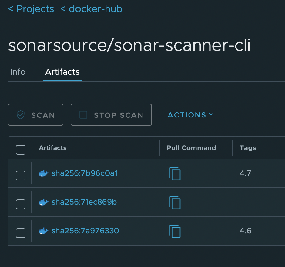 Tags for images from docker hub libraries and quay.io in proxy cache project are not set · Issue ...