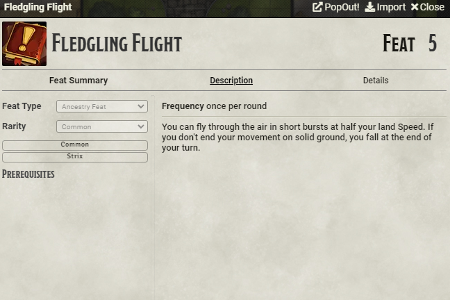 Missing feat Fledgling flight · Issue #3902 · foundryvtt/pf2e · GitHub