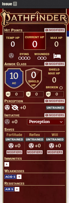 Cannot add weaknesses or resistances on a PC sheet · Issue #4186 ...