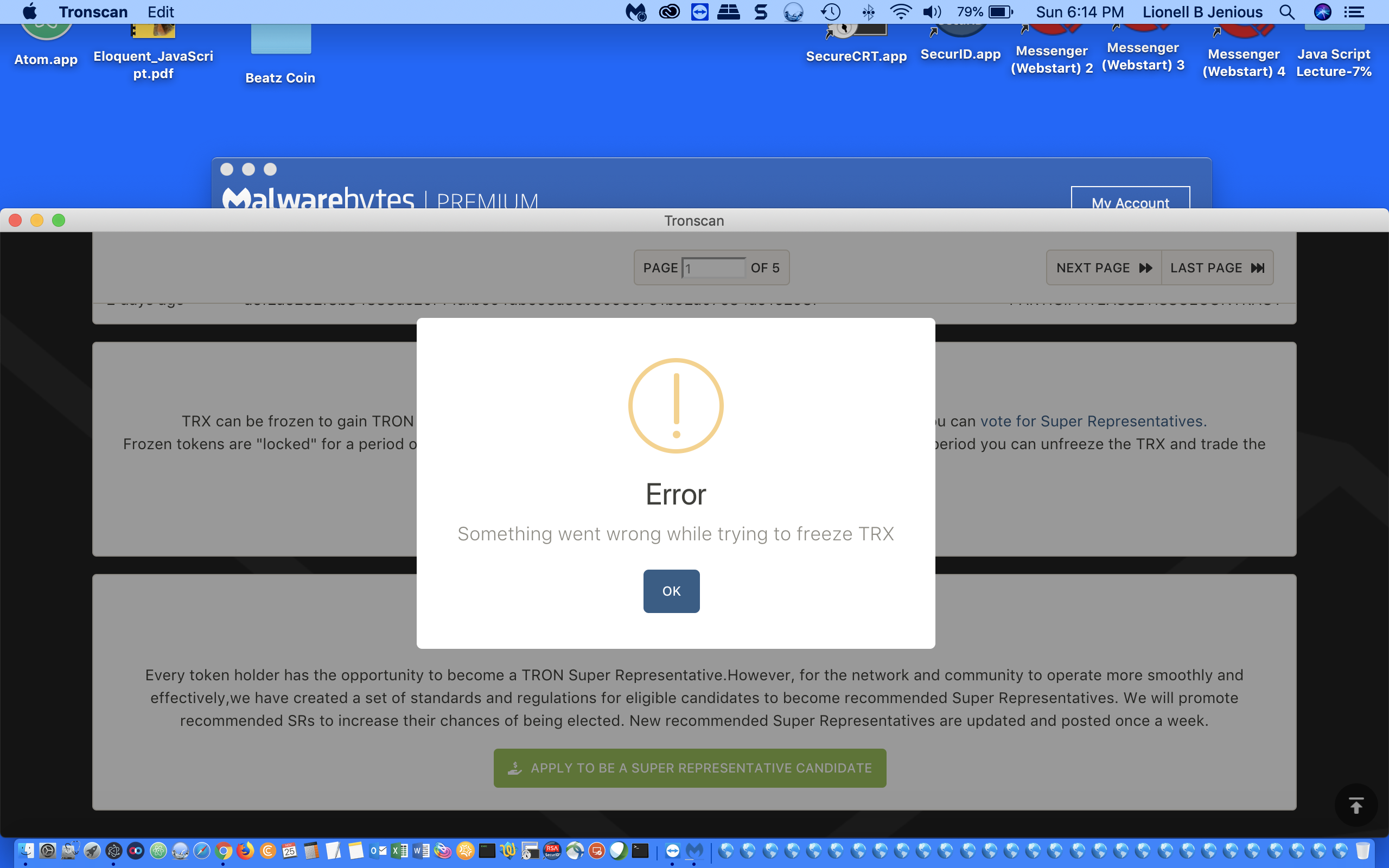 Freeze / Unfreeze || display error after confirmation || Ledger NANO S Firmware:1.4.2 ||MCU:1.5 ...