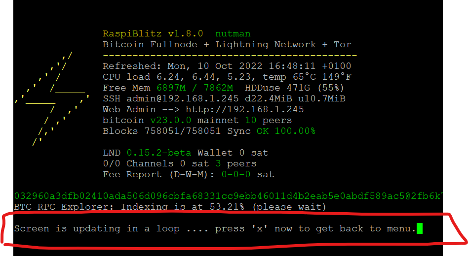 Node status stuck at 100% progress. Not moving to menu screen. Info screen loop error · Issue ...