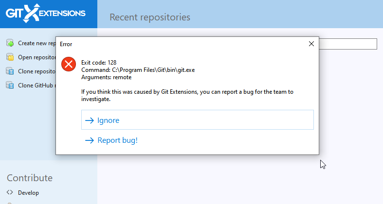 Nbug Clone Repository Fails With Exit Code 128 If No Valid Path In Clipboard · Issue 10430