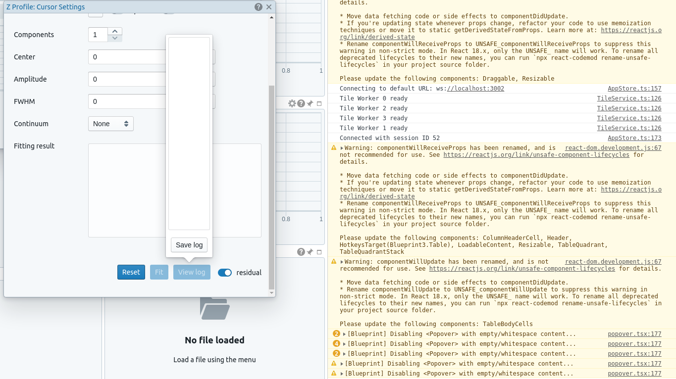 button "View log" is disabled but still clickable & warning in profile fitting tab · Issue #1499 ...