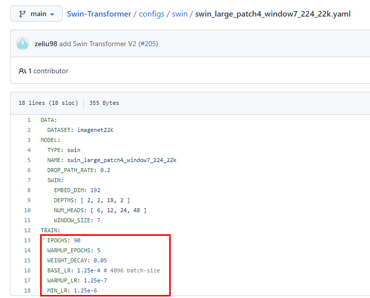 the params to train swin_transformer on ImageNet22k · Issue #214 · microsoft/Swin-Transformer ...