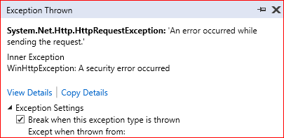The certificate authority is invalid or incorrect exception while using ...