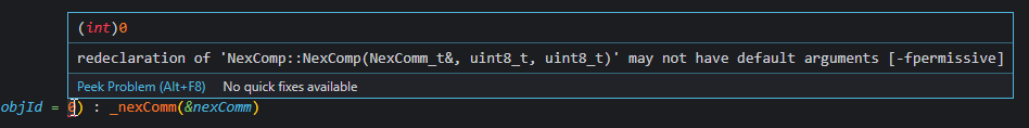 Get 3 redeclaration errors: may not have default arguments [-fpermissive] · Issue #3 · ITEAD ...