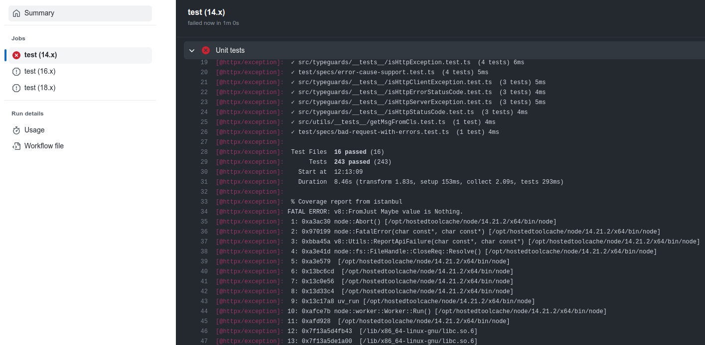 [0.27.1] Issue with node14: FATAL ERROR: v8::FromJust Maybe value is Nothing. · Issue #2657 ...