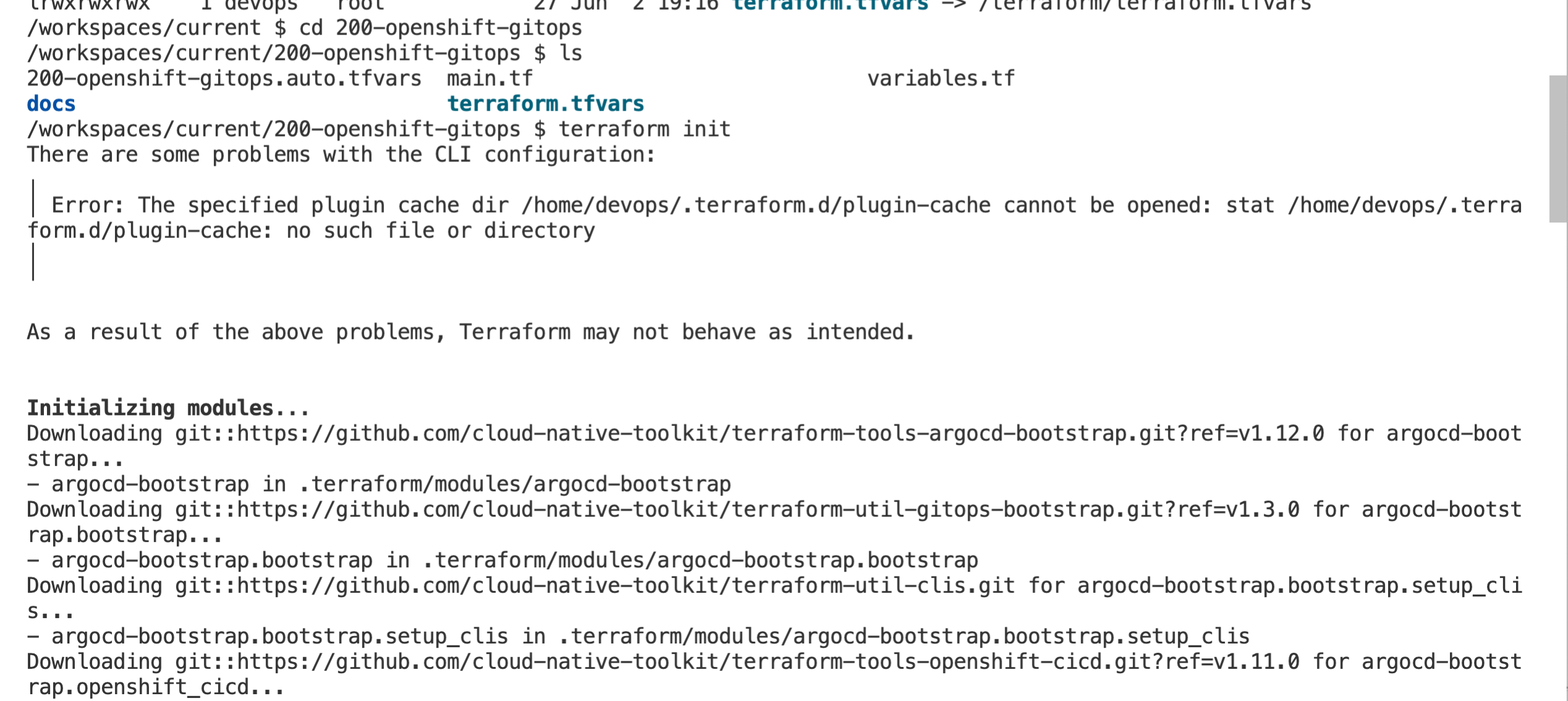 Terraform Init - Error inside container · Issue #250 · cloud-native-toolkit/software-everywhere ...