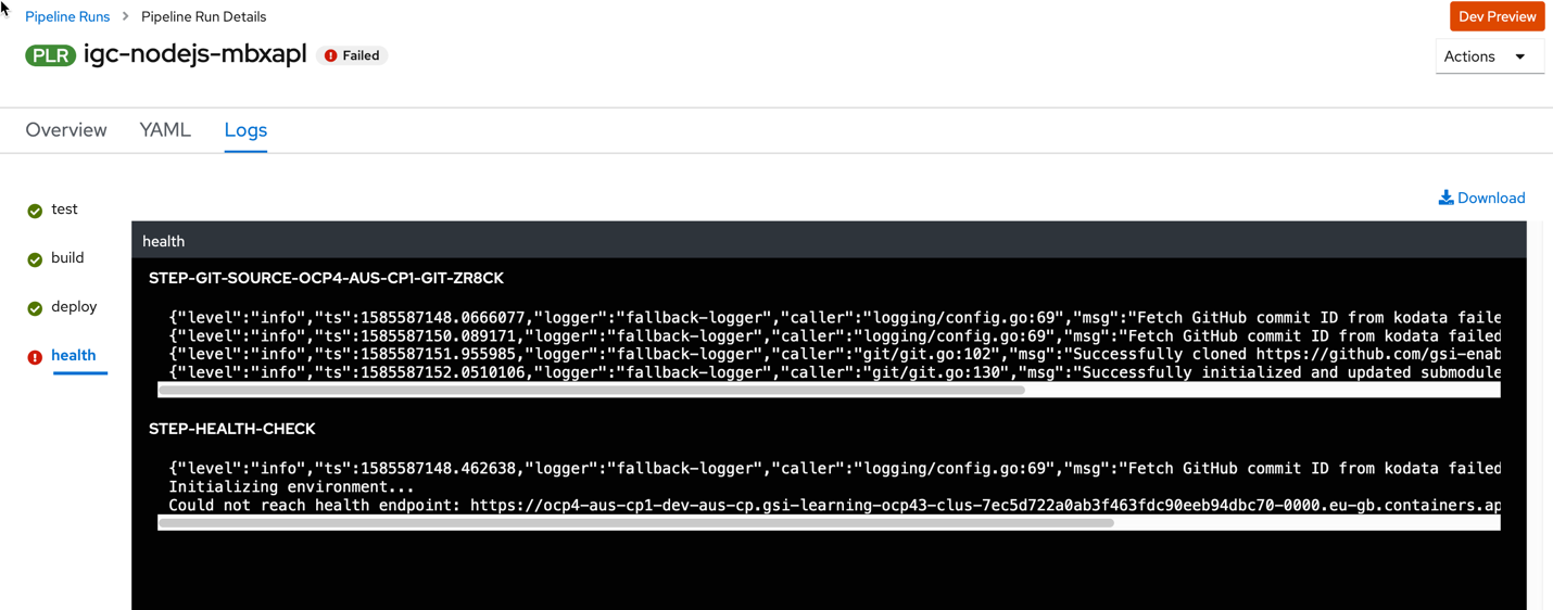 Pipeline Task Error Health TASK - Code Pattern React · Issue #239 · cloud-native-toolkit ...