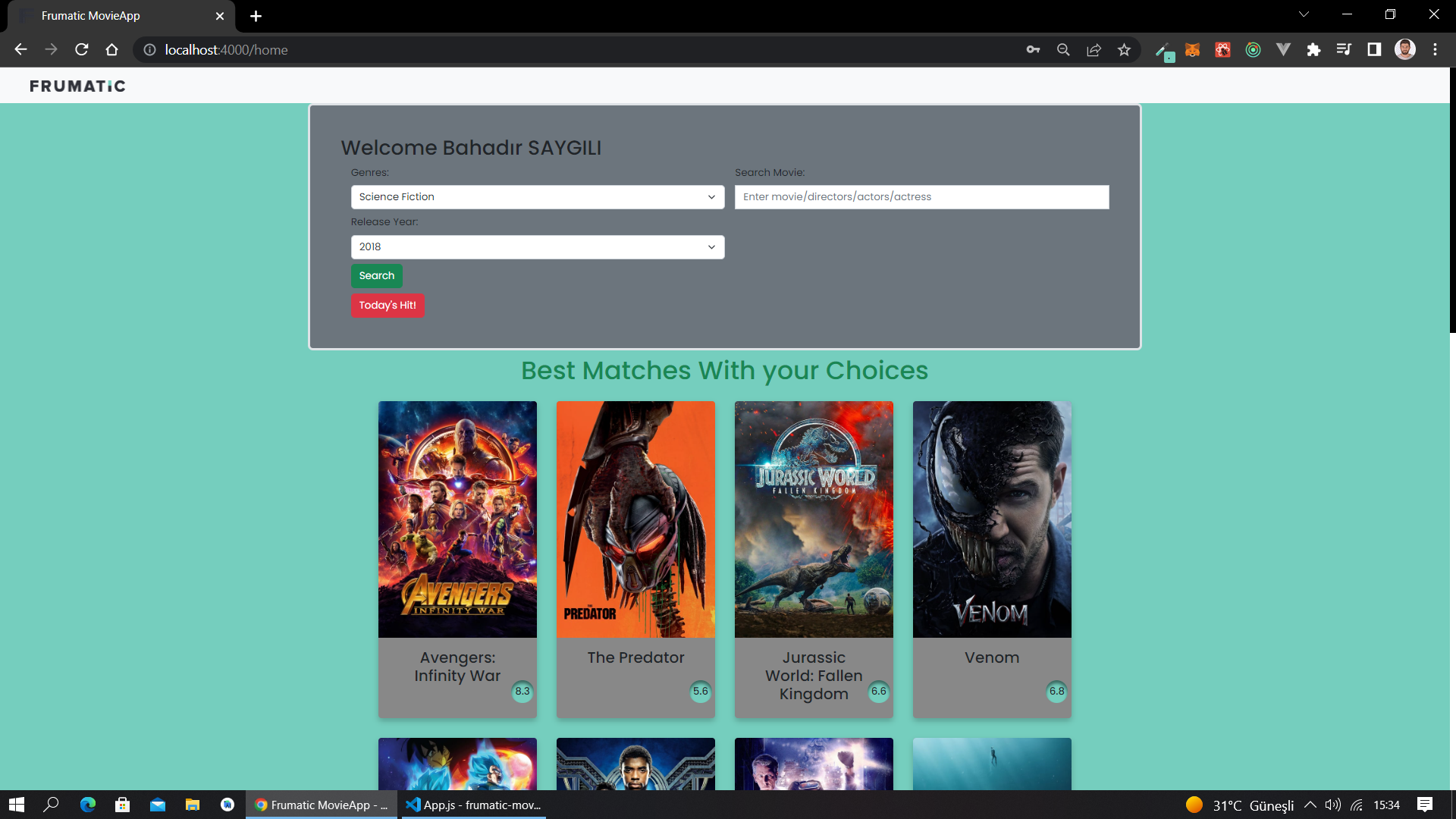 GitHub - bsaygili/MovieApp-frumatic-Front-end-Challenge: App that ...