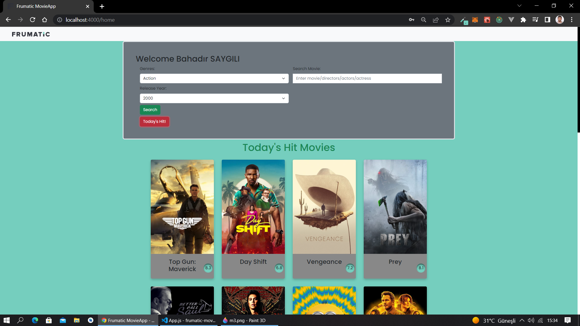 GitHub - bsaygili/MovieApp-frumatic-Front-end-Challenge: App that ...