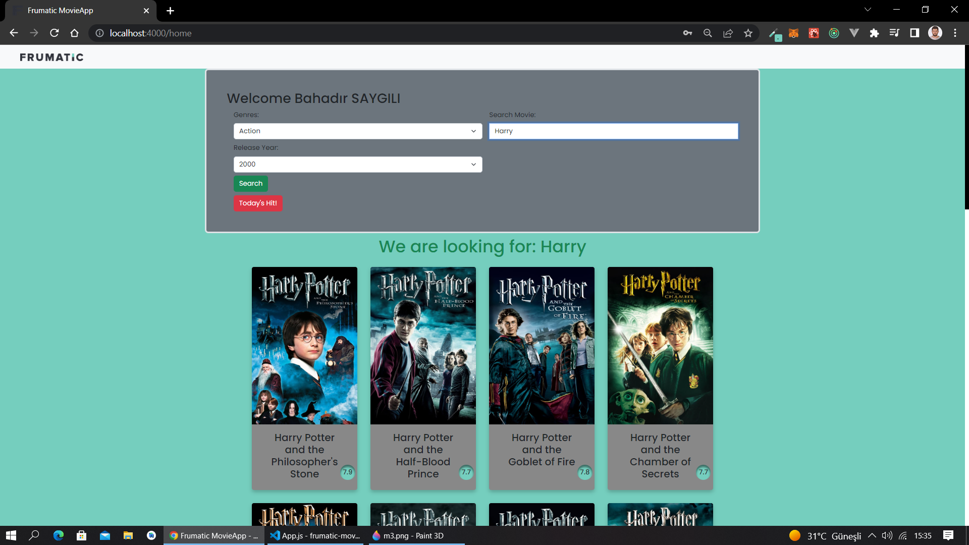 GitHub - bsaygili/MovieApp-frumatic-Front-end-Challenge: App that ...